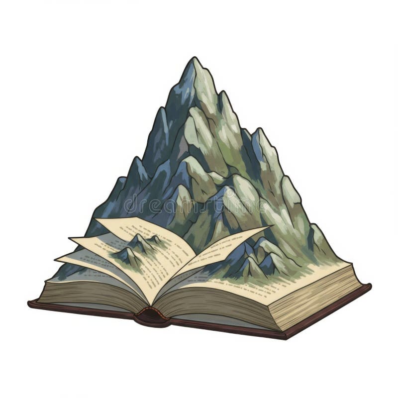 Open Book Reveals Mountain Landscape Stock Illustration - Illustration ...