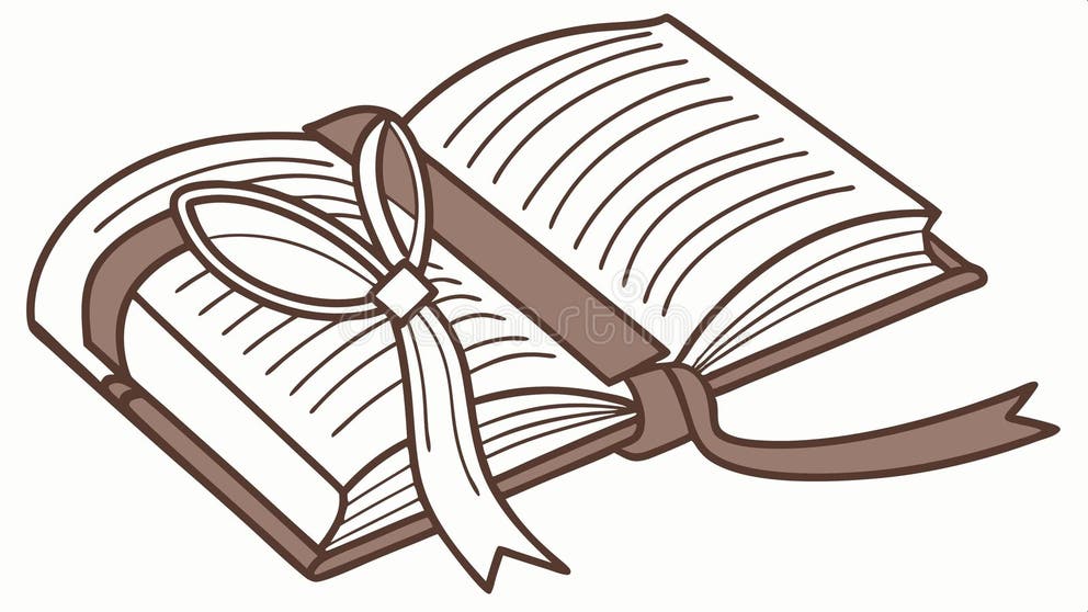 Open Book with Ribbon, Representing Reading and Knowledge Symbol Vector ...