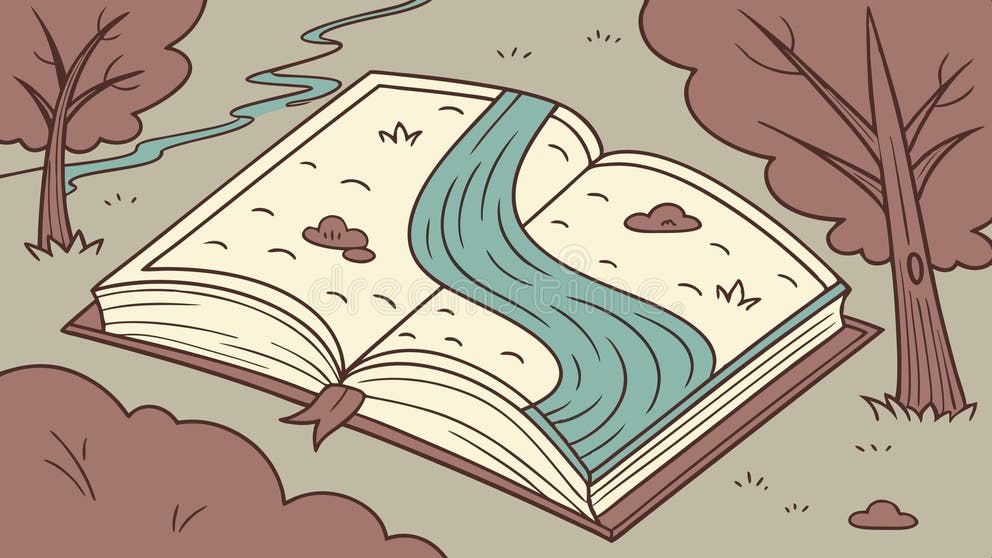 Open Book with a River Flowing through, Inviting Exploration and ...