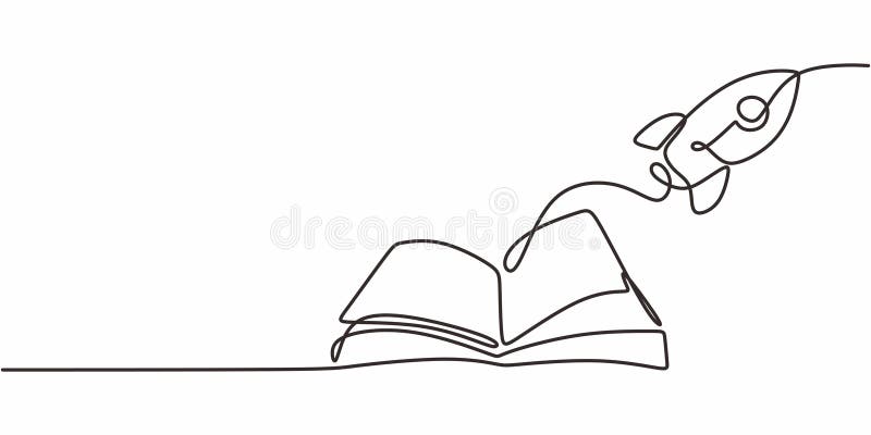 Open Book Rocket One Line. Education Launch Vector. Learning. Knowledge ...