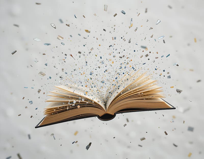 Open Book with Scattered Particles Represents Knowledge, Learning, and ...