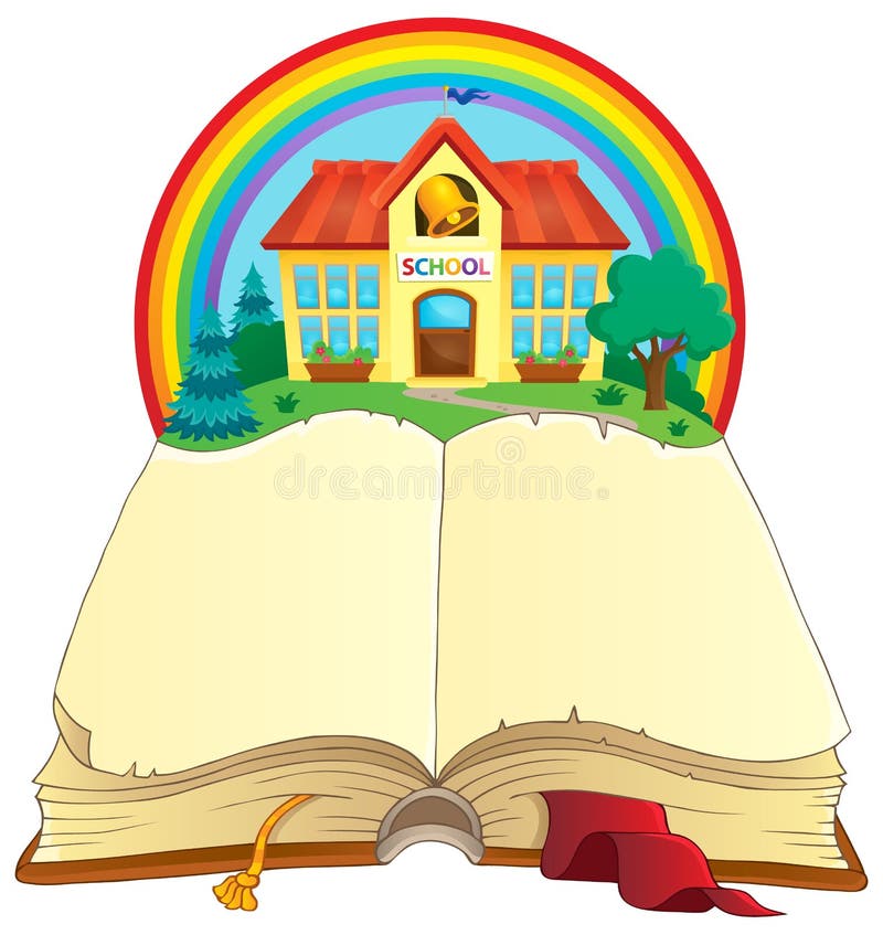 Open Book and School Building Stock Vector - Illustration of education ...