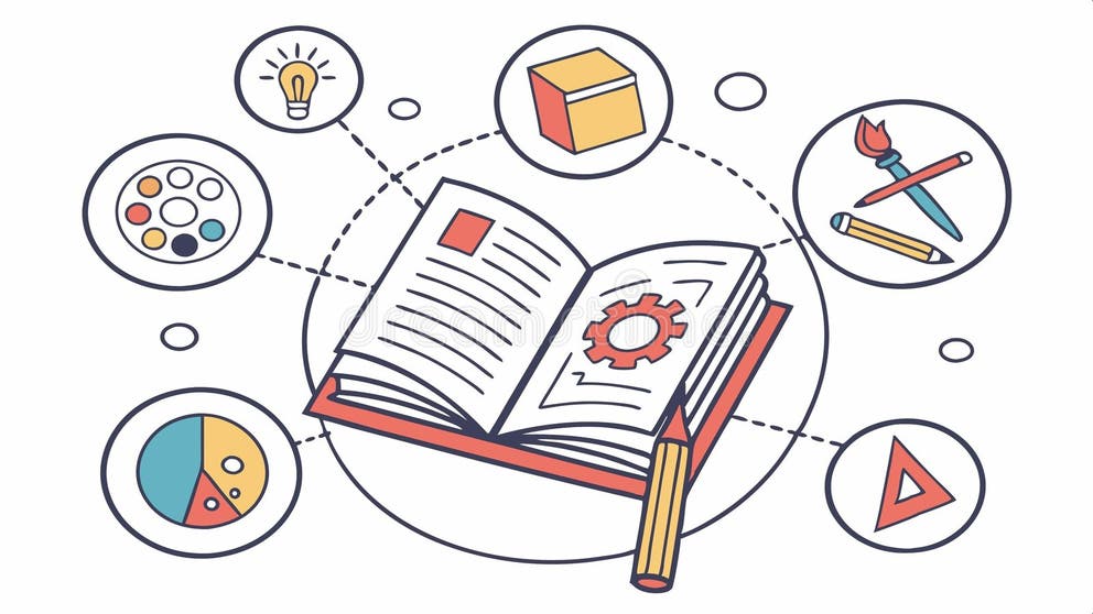 Open Book with Science Icons, Education and Knowledge Theme Design ...