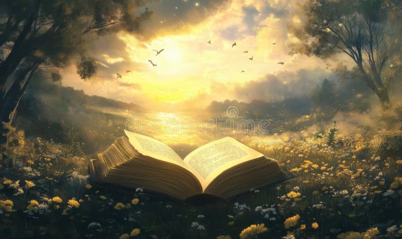 Open Book Sunset Meadow Serene Landscape Stock Photos - Free & Royalty ...