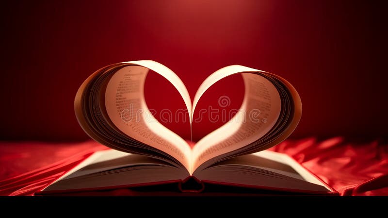 An Open Book with a Red Heart on Top, Symbolizing Love and Passion ...