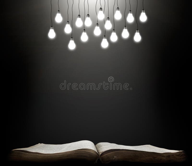 Open Book with Shining Lamps Stock Image - Image of isolated, knowledge ...