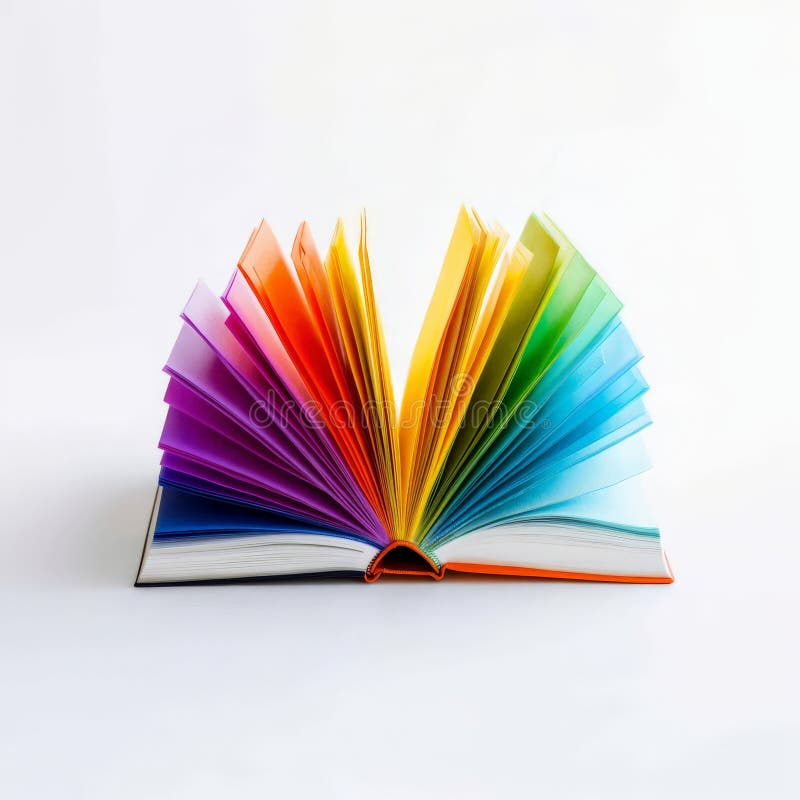 An Open Book Showcasing an Array of Colorful Pages Fanned Out in a ...