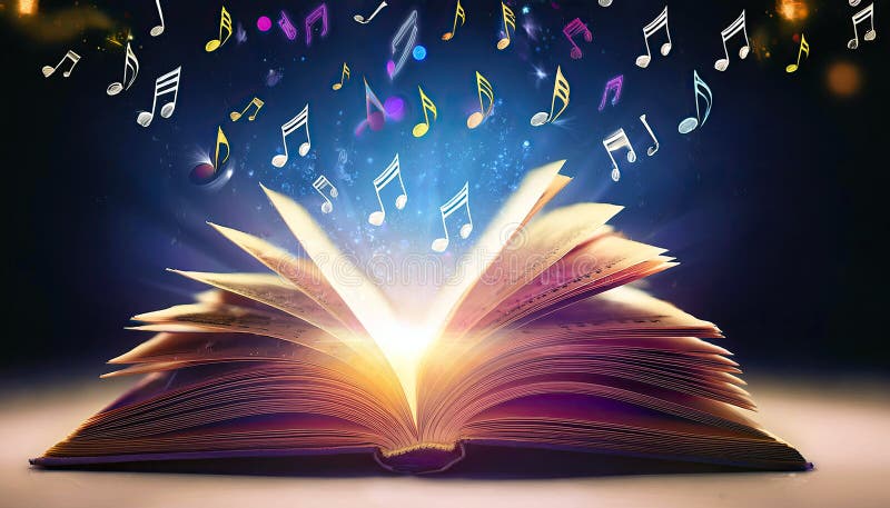 Open Book Shows Dancing Musical Notes, Sparking Imagination in a ...
