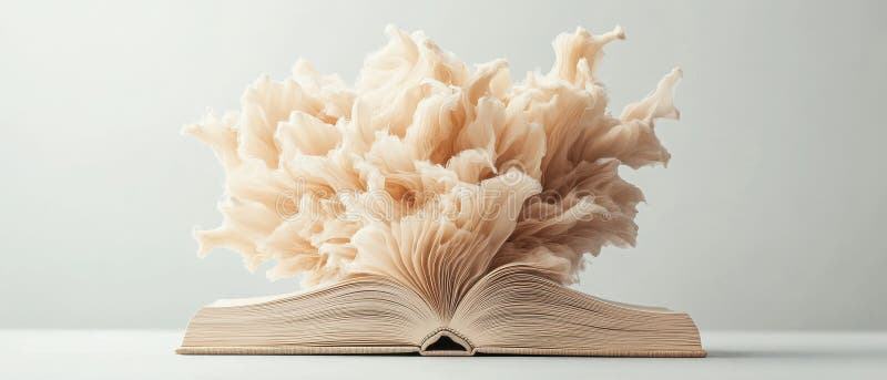 Open Book Shows Flowing Forms. Pages Reveal Organic Texture. Network ...