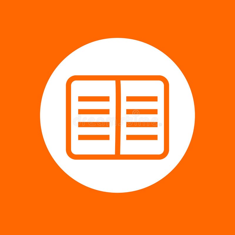Open Book Sign. in White Circle on a Orange Background Stock Vector ...
