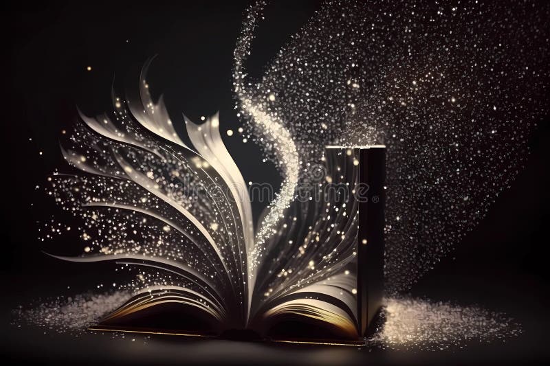 Open Book with Silver Light Particles that Create a Stunning and ...