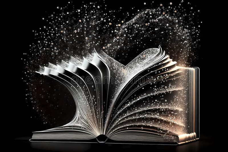 Open Book with Silver Light Particles that Create a Stunning and ...