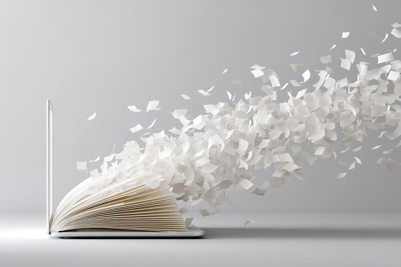 Creative Concept of a Book Releasing Flying Pages in a Modern Setting ...