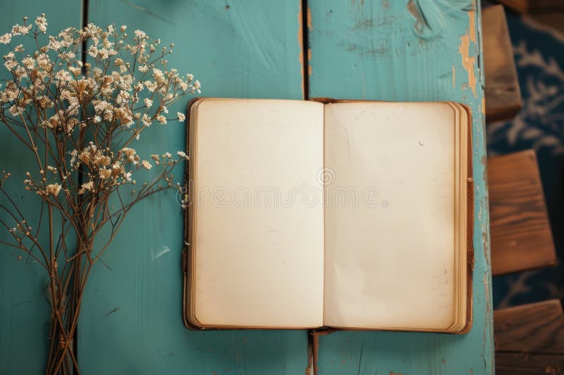 A Open Book Sits on a Wooden Table, Waiting To Be Read Stock Photo ...