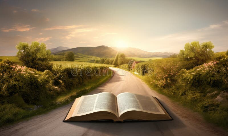 Photo of an Abandoned Book Left on the Roadside Stock Illustration ...