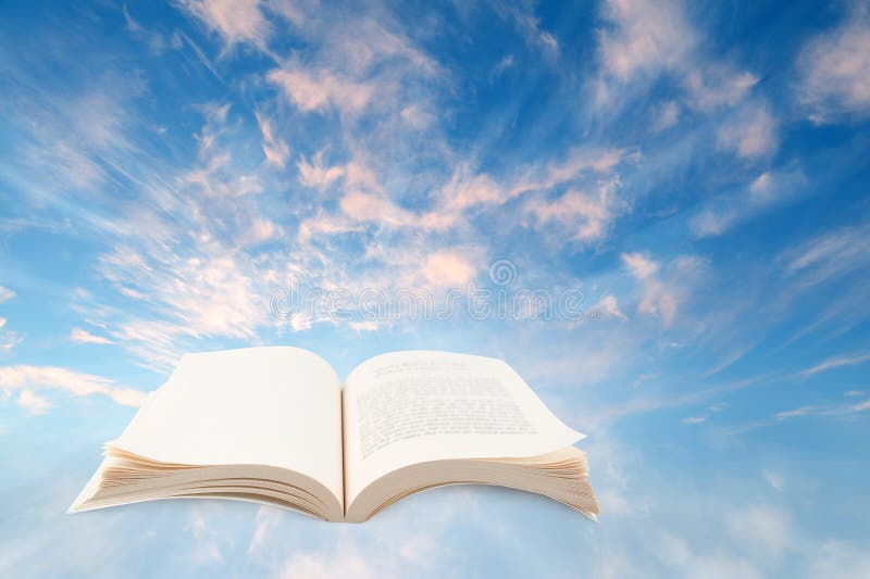 Open book in sky stock photo. Image of book, blue, information - 126042370