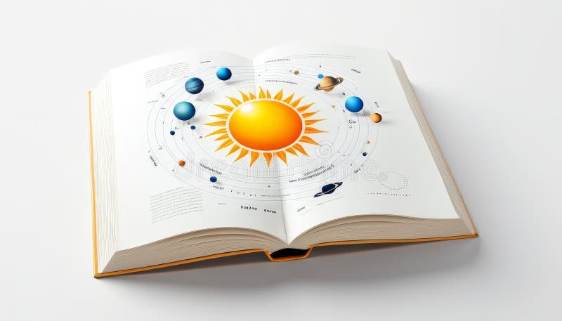 Open Book with Solar System Illustration Stock Illustration ...