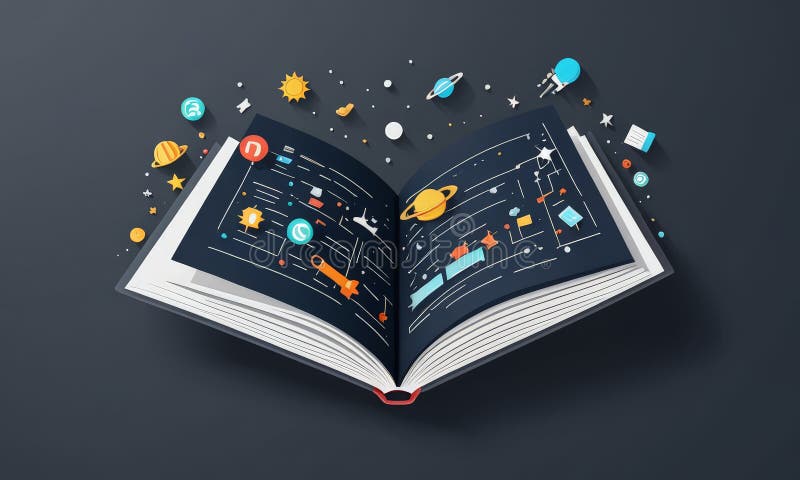 Open Book with Colorful Flowers Sprouting from Its Pages, Set Against ...