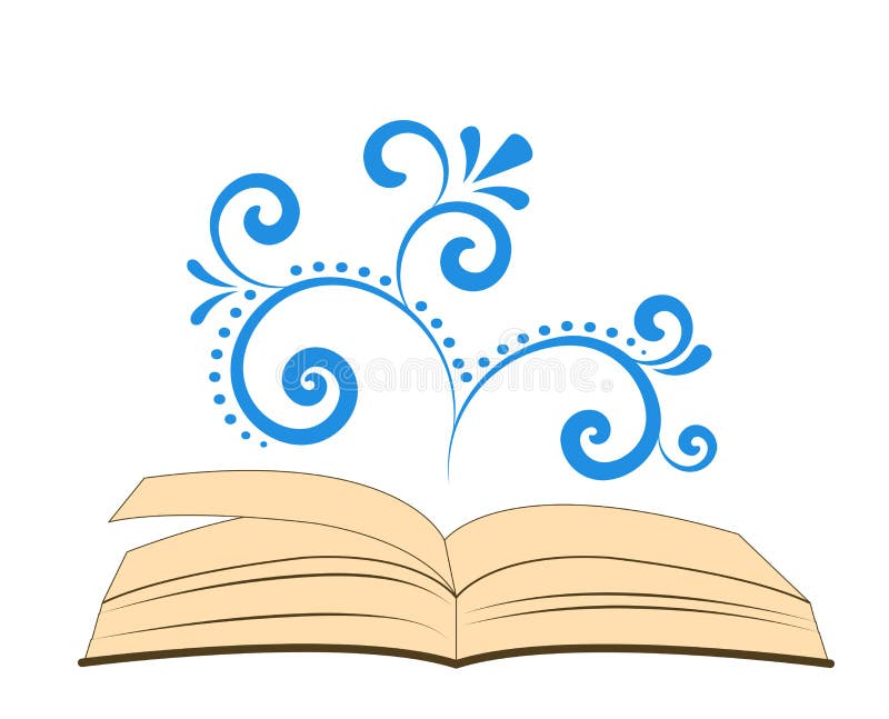 An Open Book with Spiral Ornament Stock Vector - Illustration of open ...