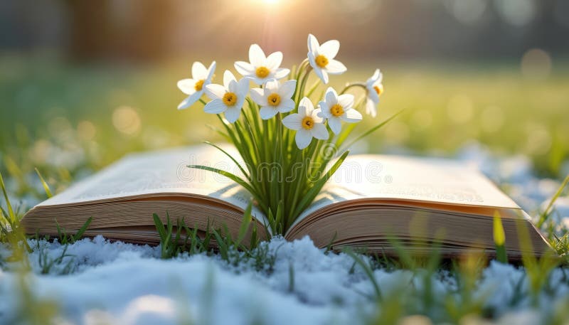 Open Book Flowers Growing Reading Imagination Growth Stock Photos ...