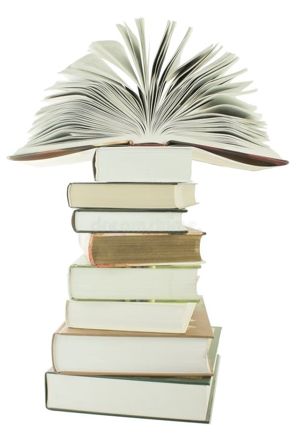 Open Book on the Stack of Books Stock Image - Image of page, textbook ...