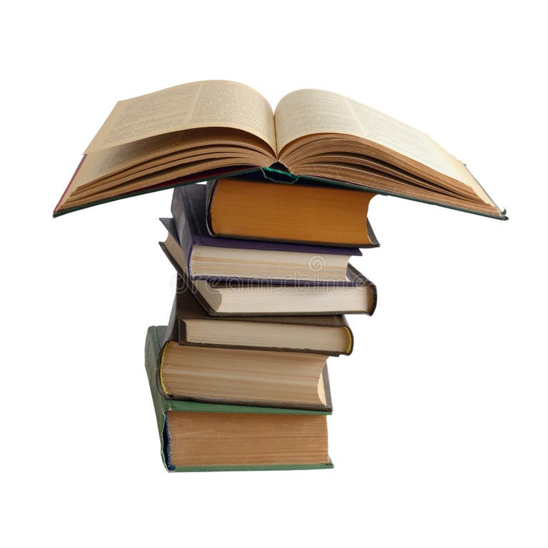 Open Book on a Stack of Books Stock Image - Image of literary ...
