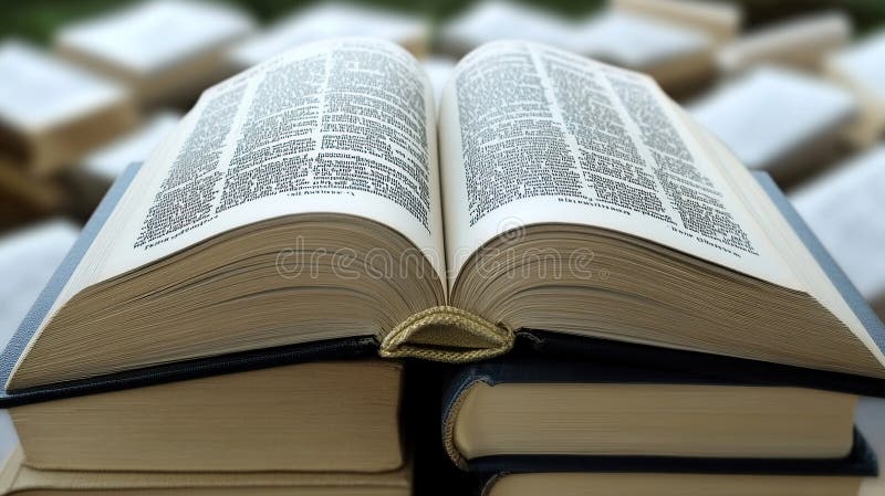 Open Book on a Stack of Books Stock Photo - Image of text, manual ...