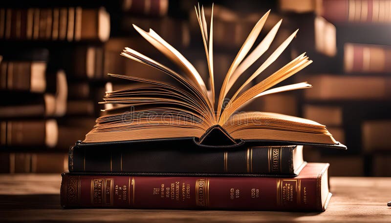 Open Book on Stack of Books Stock Illustration - Illustration of open ...