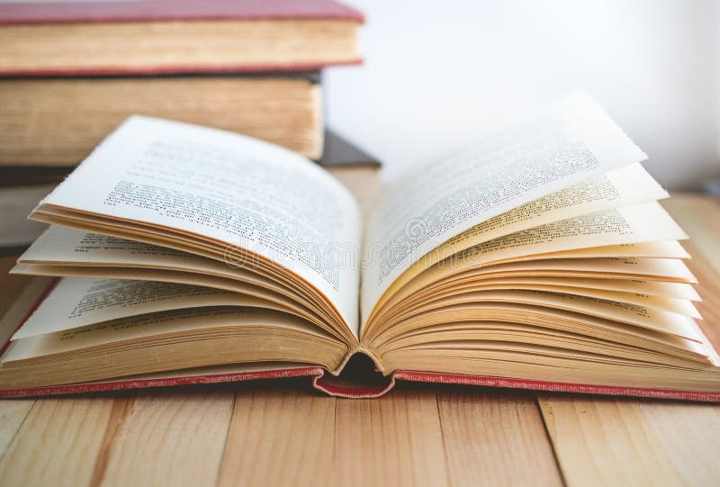 Open Book and Stack of Books with Copy Space in Relaxation and C Stock ...