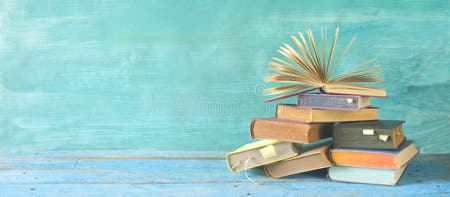 Open Book on an Stack of Books. Stock Image - Image of books, flipped ...