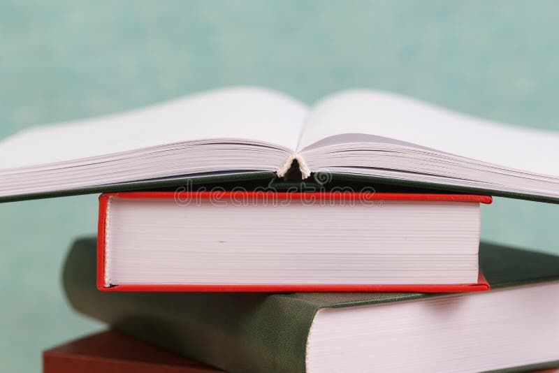 Open Book, Stack of Hardback Books. Back To School Stock Photo - Image ...