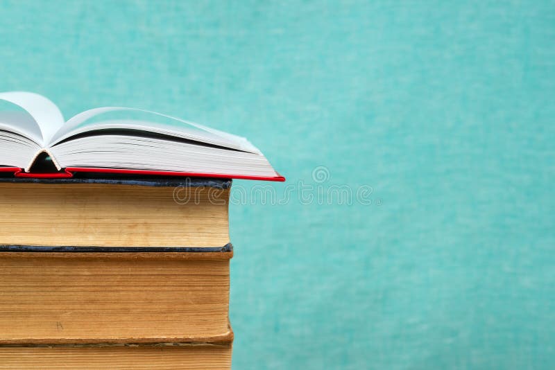Open Book, Stack of Hardback Books. Back To School Stock Image - Image ...