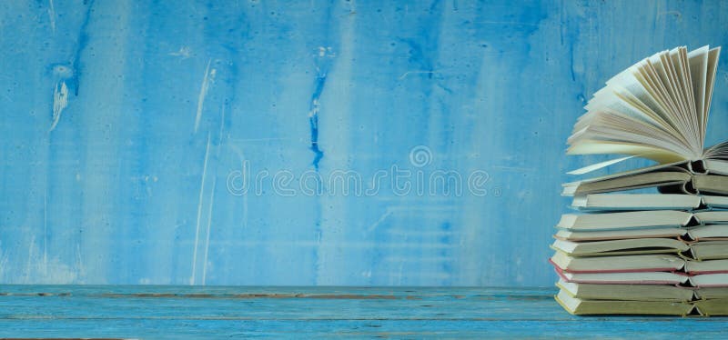 Books, blue background stock photo. Image of learn, close - 51487992