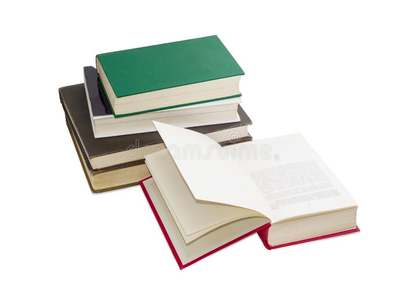 Open Book and Stack of Several Different Books Stock Image - Image of ...