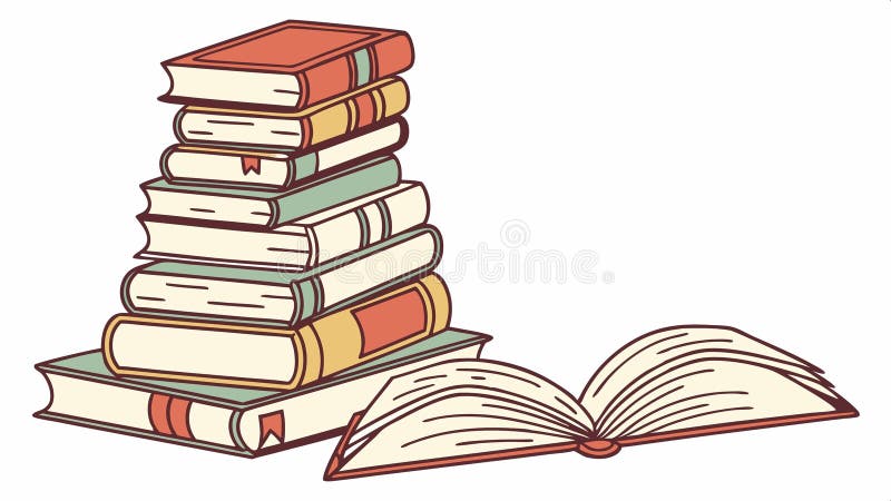 Open Book with Stack, Storytelling and Reading Concept Vector Design ...