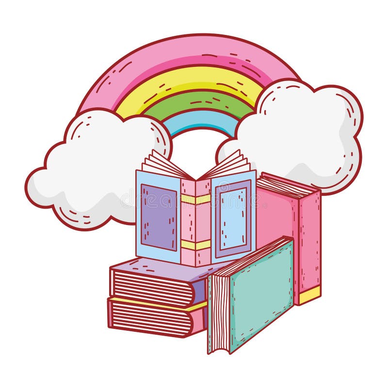 Books rainbow over white stock illustration. Illustration of expertise ...