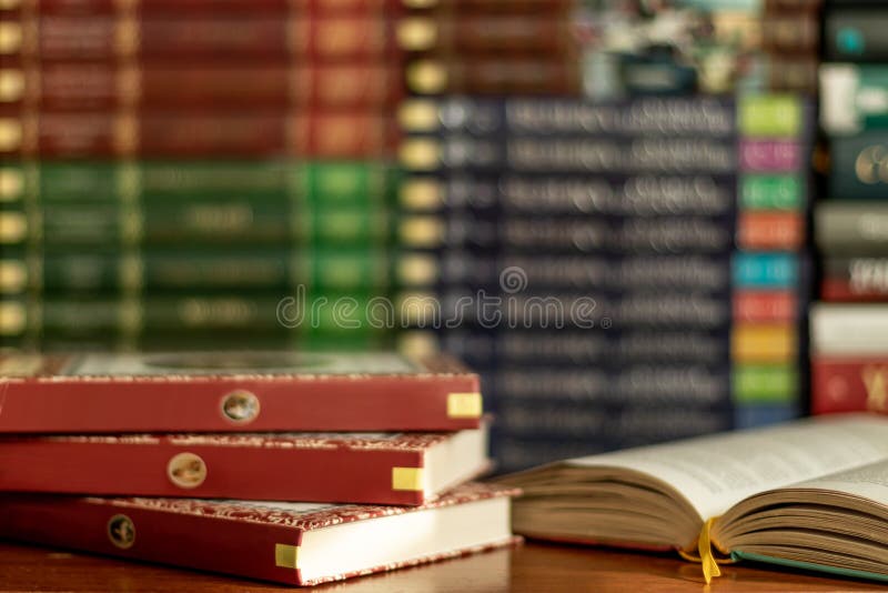 Open Book And Stacks Of Varied Books Many Books Piles On Background ...