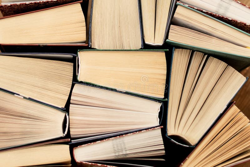 Open Book and Stacks of Varied Books Many Books Piles on Background ...