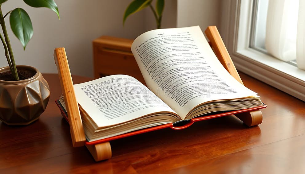 Open Book Stand, Reading Material and Literature Study Generative AI Stock Illustration ...