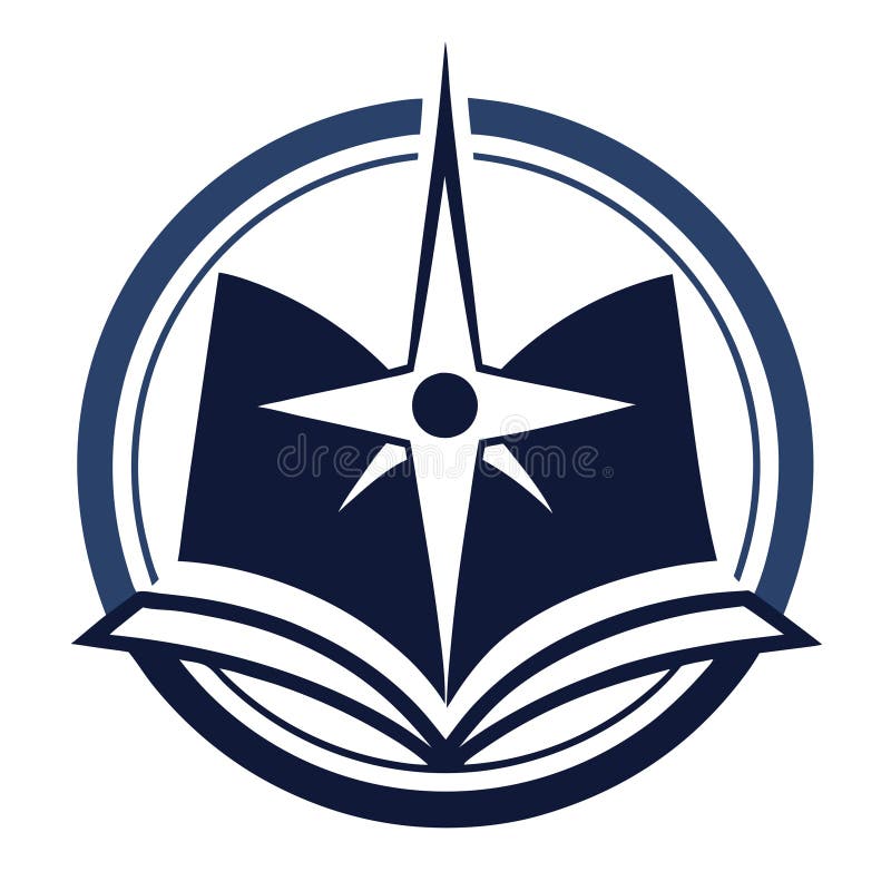 Open Book with Star Compass Logo - Knowledge, Learning, Navigation ...