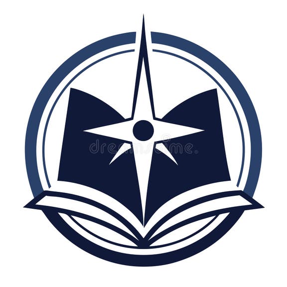 Open Book with Star Compass Logo - Knowledge, Learning, Navigation Symbol Stock Vector ...