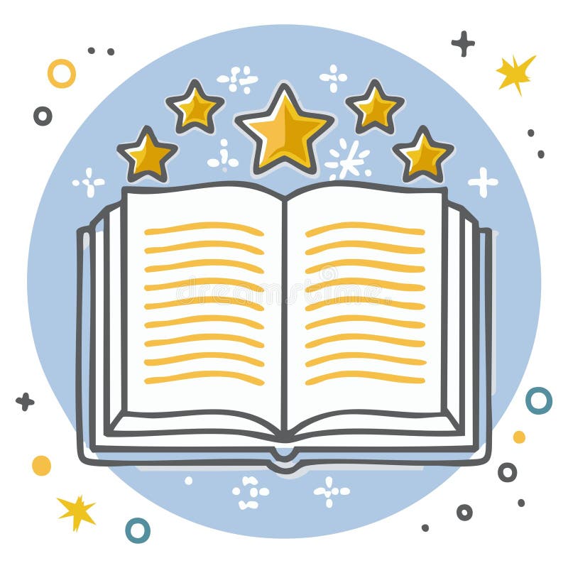 Open Book with Stars and Sparkles. Education, Reading Concept ...