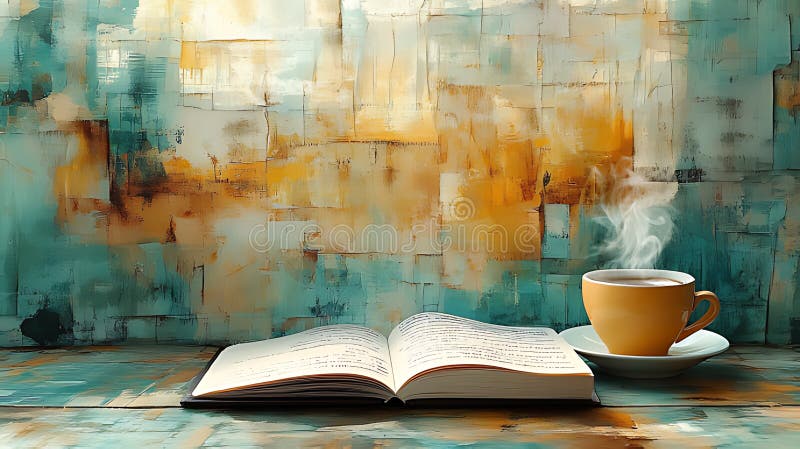 Open Book, Steaming Tea, Art Background, Quiet Study Stock Illustration ...