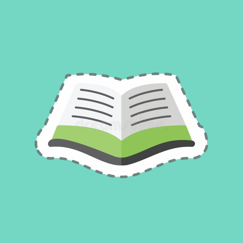 Open Book Sticker in Trendy Line Cut Isolated on Blue Background Stock ...