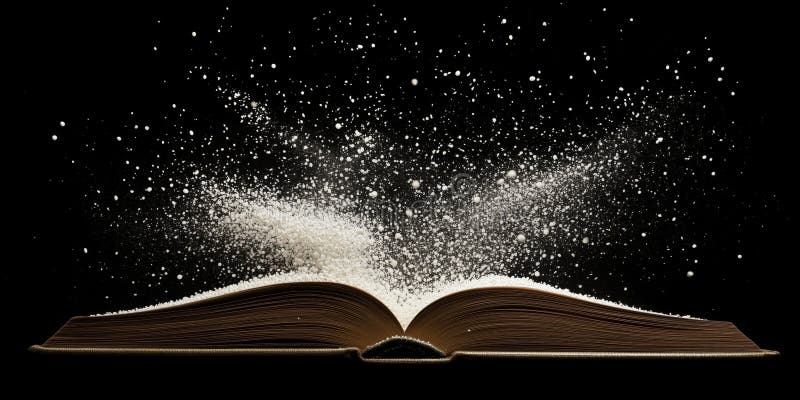 Open Book with Sugar Explosion Creating a Dramatic Visual Effect ...