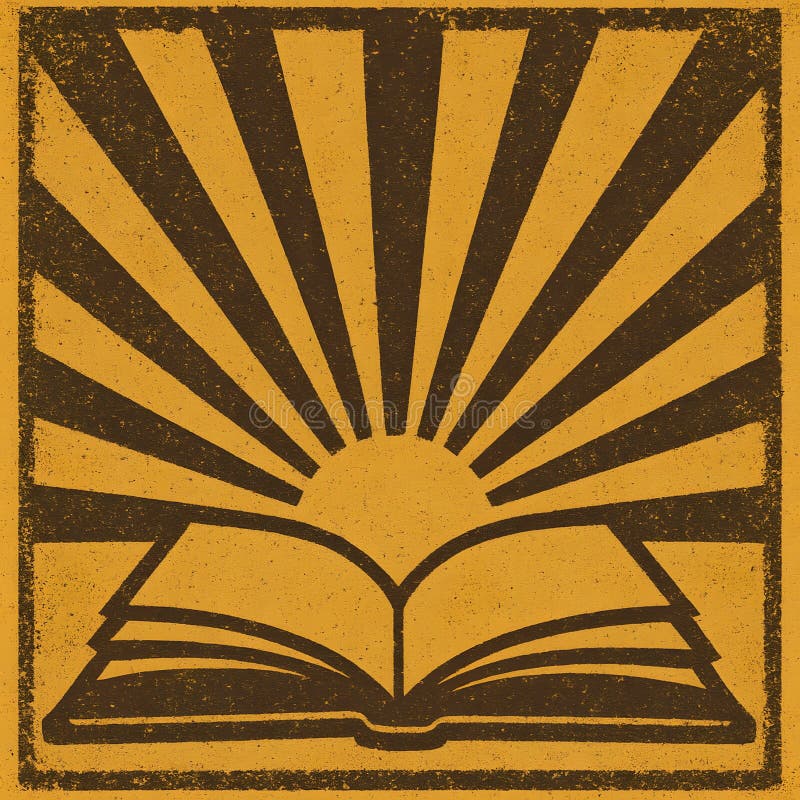 Open Book with Sun Rays, Retro Knowledge and Mindfulness Poster Stock ...