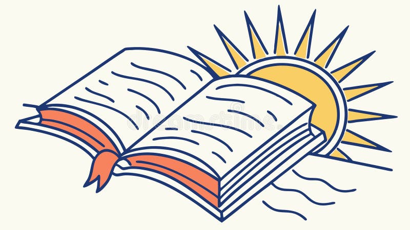 Open Book with Sun and Sea, Relaxed Learning, Vector Design Generative ...