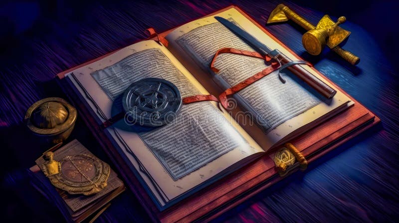 An Open Book with Sword and Dagger on Top of it. Generative AI Stock ...