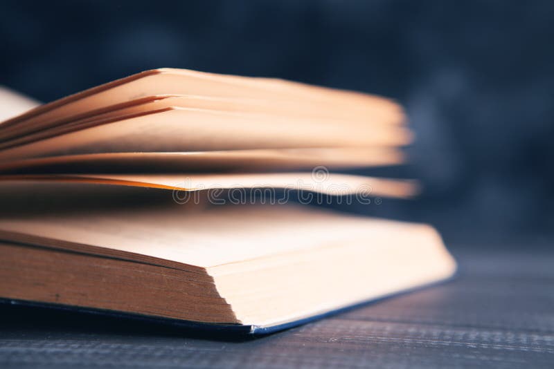 Open book on the table stock image. Image of brown, reading - 235646837