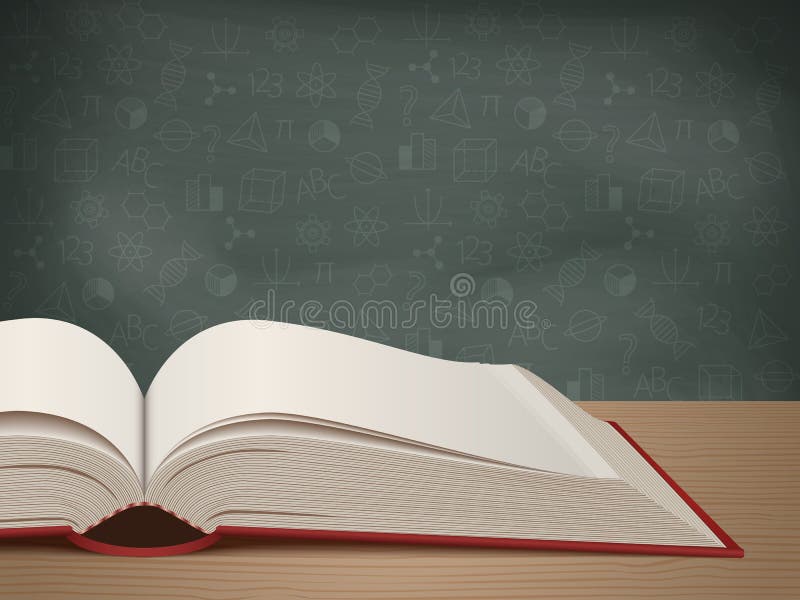 Open book on table. stock vector. Illustration of college - 94559659